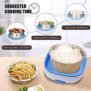 Sethruki Electric Lunch Box Heater Portable Food Warmer Bento Food Grade Material 2 Layers Steamer with Stainless Steel Bowls and Plate, Egg Steaming Rack, Cup, For Home and Office