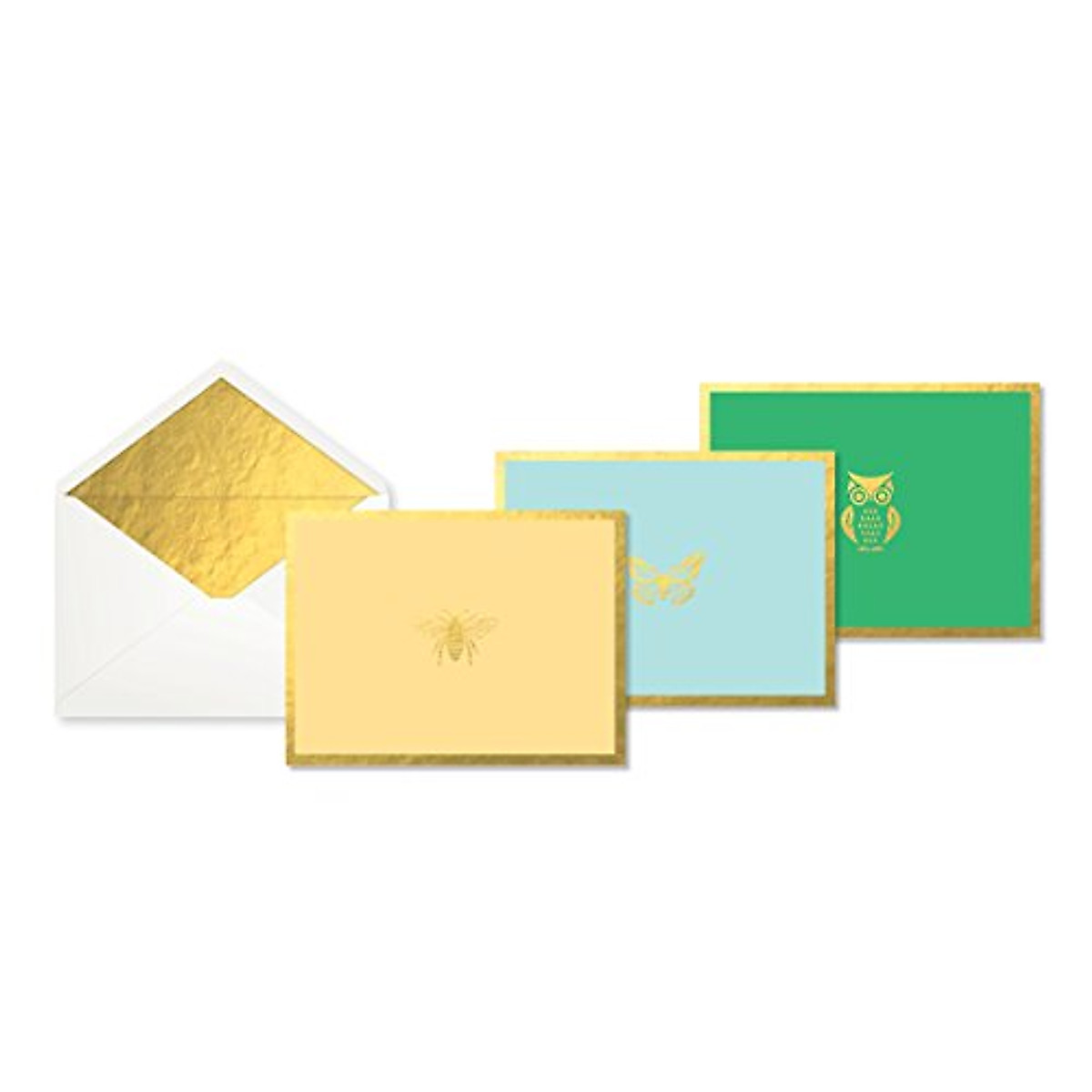 C.R. Gibson Gold Bee, Butterfly and Owl Thank You Cards With Envelopes for all Occasions, 12 pc, 5'' W x 3.75'' H