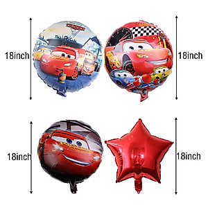 7PCS Cars Lightning McQueen Foil Balloons for Boys Birthday Baby Shower Racing Car Theme Party Decorations
