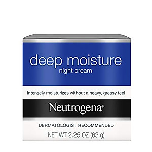 Neutrogena Deep Moisture Night Cream with Glycerin & Vitamin D3, Facial Moisturizer for Dry Skin with Shea butter, Glycerin, Vitamin D3, Non Greasy & Non Comedogenic, 2.25 oz