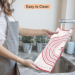 Silicone Pastry Mat for Baking, Baking Mat for Rolling Dough Non Slip Extra Large, Fondant Mat with Measurement, Kitchen Counter Mat for Pie Crust, Pizza and Cookies, Oven Liner Mat,16" x 24", Red