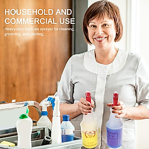 Plastic Spray Bottle 2 Pack, 32 Oz, All-Purpose Heavy Duty Spraying Bottles Leak Proof Mist Empty Water Sprayer for Cleaning Solution, Essential Oils, Hair, Planting, Pet with Adjustable Nozzle - Red