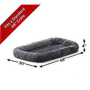 New World Pet Products Gray Dog Bed | Bolster Dog Bed Fits Metal Dog Crates | Machine Wash & Dry