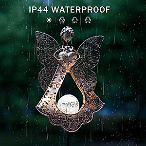 KAIXOXIN Solar Garden Stake Lights Metal Angel Solar Warm White LEDs Stake Light Memorial Gift - Solar Angel Lights Perfect as Angel Remembrance Gifts & Sympathy Gifts (Angel-Bronze)