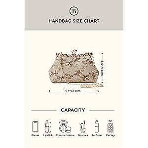 BABEYOND Women's Floral Embroidery Evening Bags Kiss Lock Rhinestone Purse for 1920s Party Prom Wedding