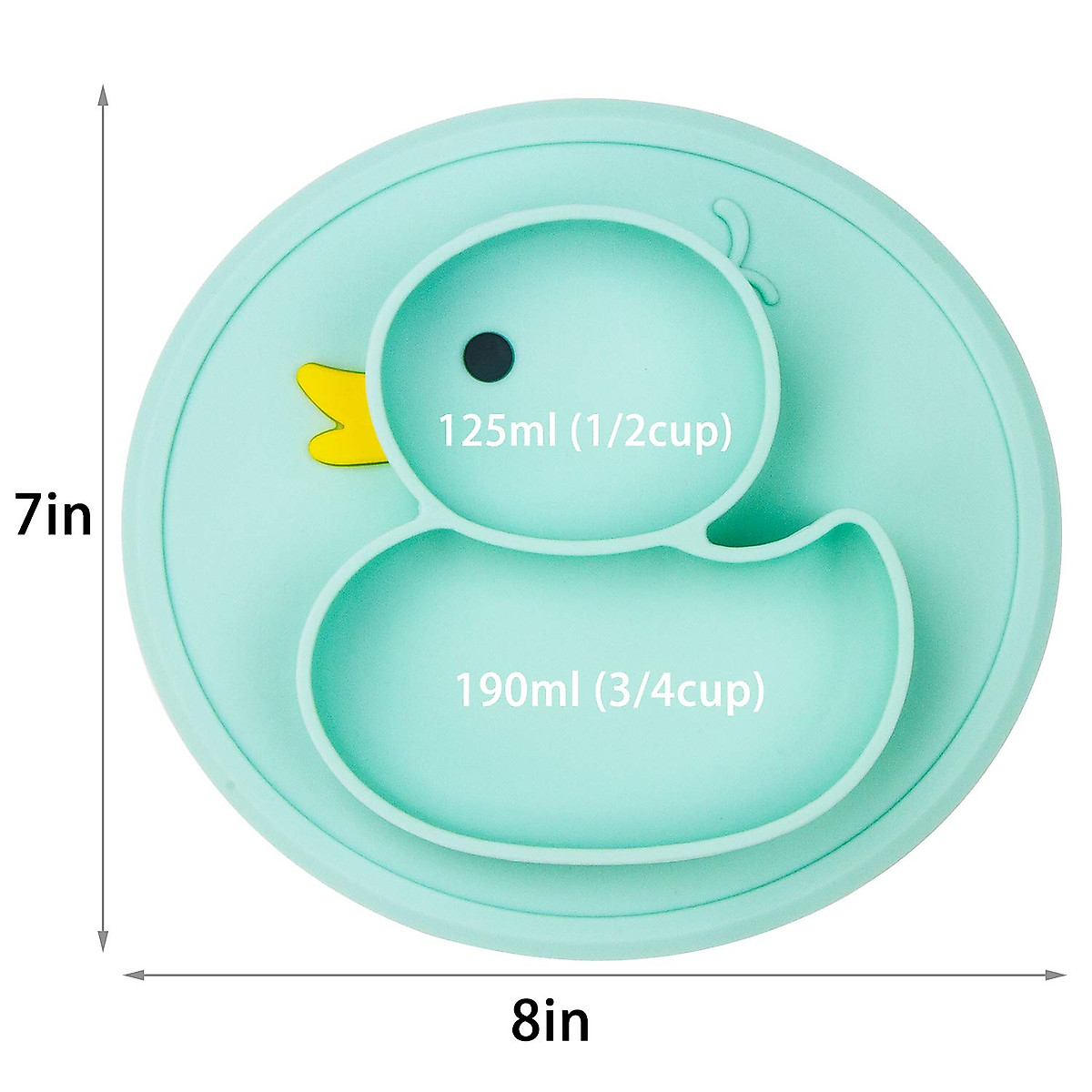 Qshare Toddler Plate, Portable Baby Plates for Toddlers and Kids, BPA-Free Strong Suction Plates for Toddlers, Dishwasher & Microwave Safe Silicone Placemat 9x6x1.4 inch