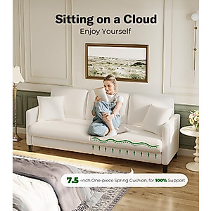 Welzona 83" Sofas for Living Room, Comfy Love Seat Couches, Teddy Fleece Loveseat Sofa, Tool-Free Setup Couches for Living Room, All-Wood Sofa Couch, Small Couch 2 Pillow Included, Beige