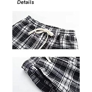 Womens Casual Plaid Baggy Jeans High Waisted Goth Grunge Pants Y2K Clothing Drawstring Pants Streetwear Black