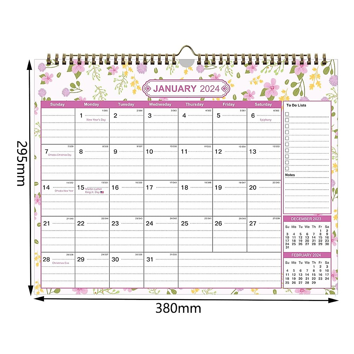 Wall Calendar 2023-2024, 18 Months to View Wall Planner Calendar 2023, Monthly Calendar July. 2023 - Dec. 2024, Wall Planner Calendar for Home or Office, 38 x 29 cm