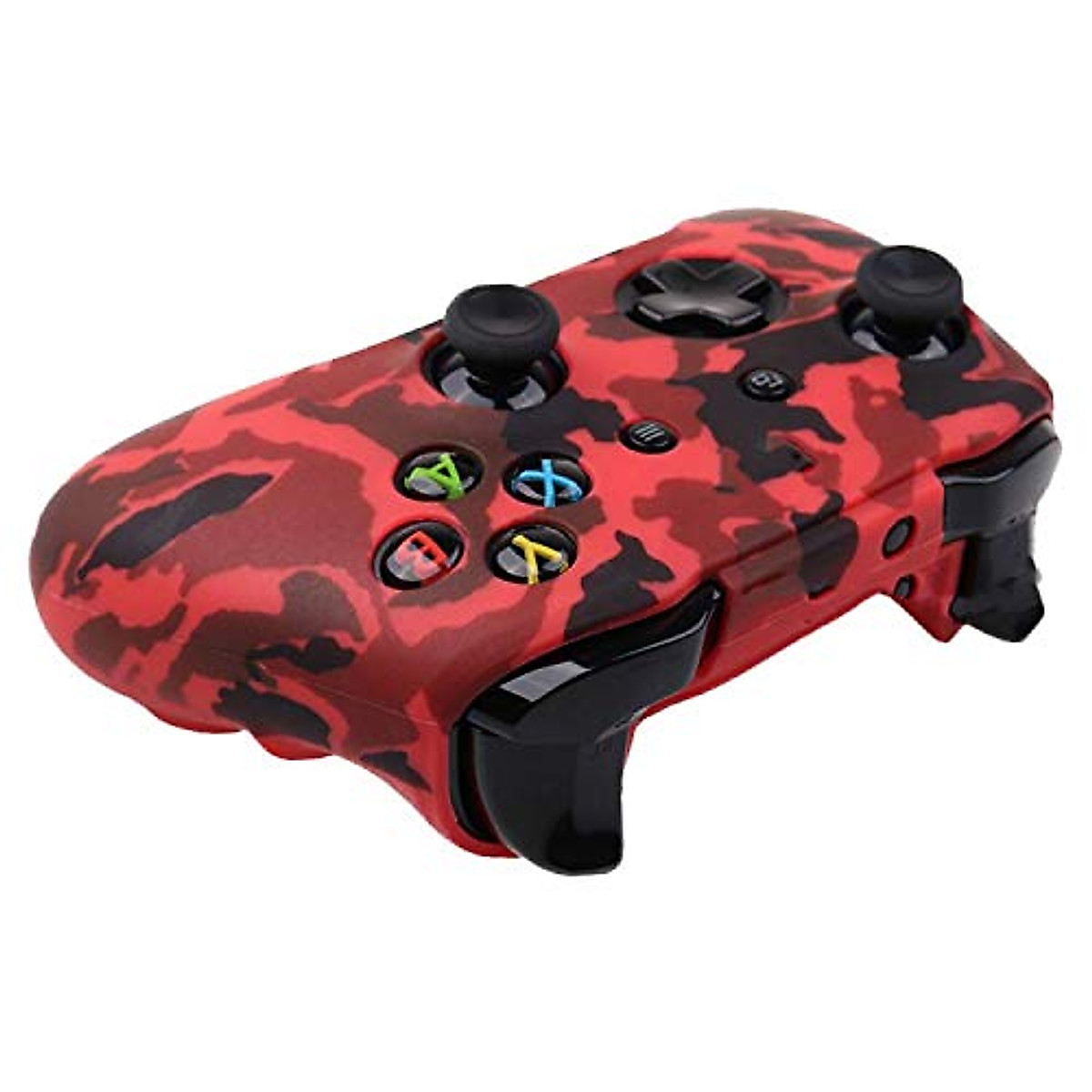 Silicone Protective Skin Case for XBox One X S Controller Protector Water Transfer Printing Camouflage Cover Grips Caps,Rose Red Camo