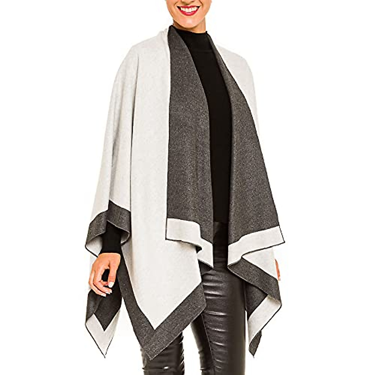 Women's Shawl Wrap Poncho Ruana Cape Cardigan Sweater Open Front for Spring Summer Fall (PC-10-1)