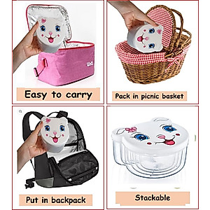 Food Storage Containers with lids 8 Pack (16 Pieces), Snack Containers Cute Plastic Animal Print Storage Lunch Box, Easy open Stackable Bpa Free Plastic, Space-Saving (Dog)