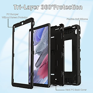 Rantice Samsung Galaxy Tab A7 Lite Case with Kickstand, Shockproof Rugged Case for Kids 8.7 Inch 2021 Tablet A7 Lite (SM-T220/T225), Black