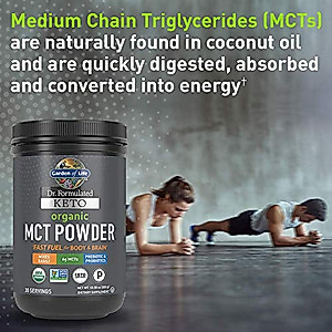 Garden of Life Dr. Formulated Keto Organic MCT Powder - 30 Servings, 6g MCTs from Coconuts Plus Prebiotic Fiber & Probiotics, Certified Organic, Non-GMO, Vegan, Gluten Free, Ketogenic & Paleo