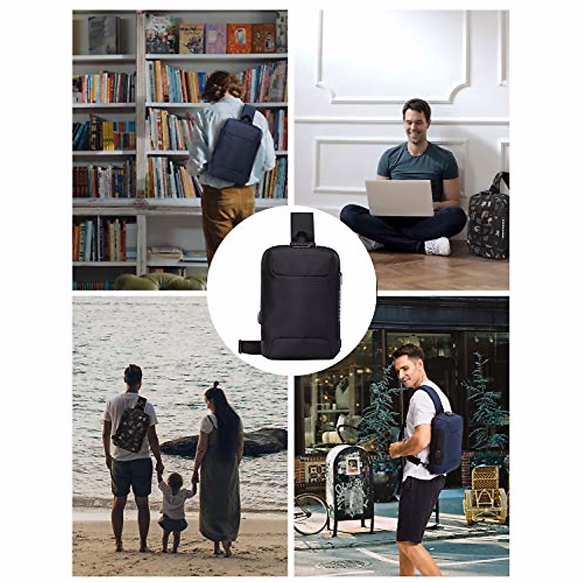 Schkleier Sling Bag USB Anti-theft Laptop Backpack, 13.3 Inch Casual Chest Shoulder Daypack for Men and Women