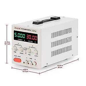 stonylab Digital DC Power Supply, 30V/5A Adjustable Single Output Switch Mode Regulated DC Power Supply for Bench Test Laboratory Research