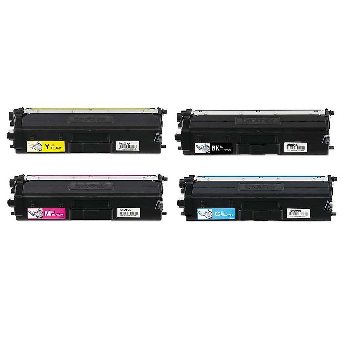 Brother TN433BK, TN433C, TN433M, TN433Y High Yield Black, Cyan, Magenta and Yellow Toner Cartridge Set