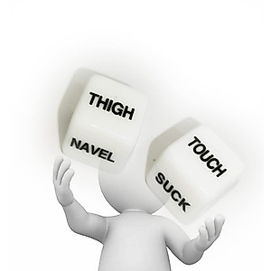 English Fun White Couple dice,Dice with Action Instructions in English,2 Pieces to Play Together,36 Ways to Play,Acrylic(4 Pieces)