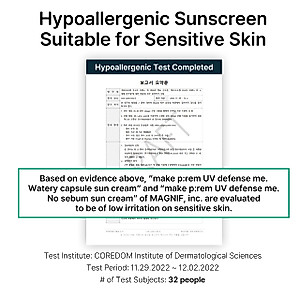 MAKEPREM No Sebum Sun Cream UV Defense SPF 50+ PA++++ Reef-safe, Ocean Friendly Sunscreen Sunblock - 1.7 Fl Oz, UV Protection Non-nano