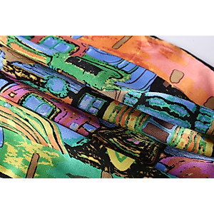 Yangtze Store Women's Long Charmeuse Silk Scarf Classic Art Print (Turquoise)