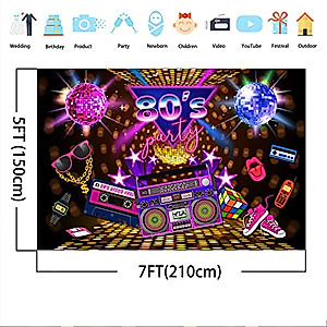 Mehofoto 80s Party Backdrop Disco Theme Retro Style Photo Backdrop 7x5 80's Birthday Background Sign 1980's Neon Eighties Photobooth Props
