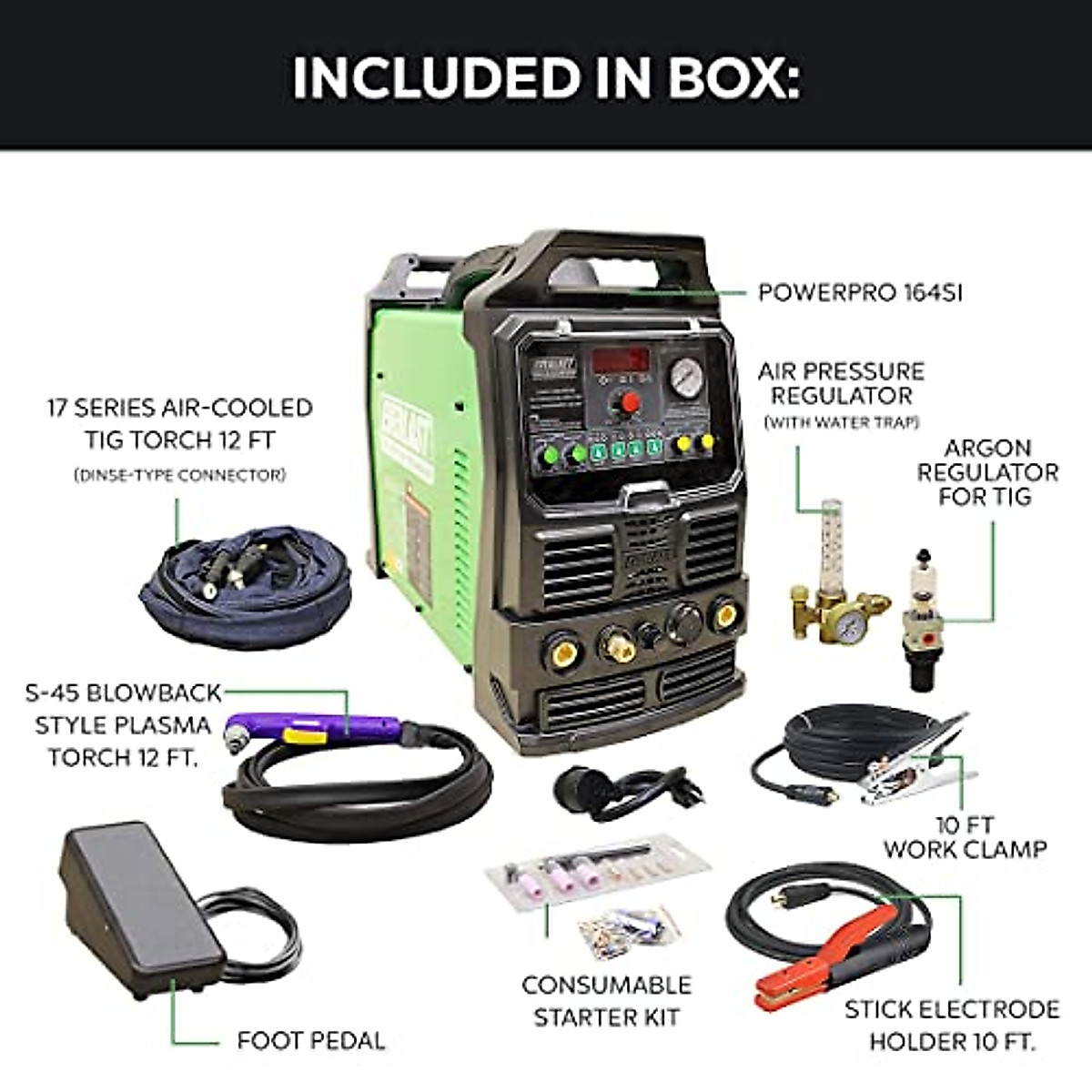 2021 Everlast PowerPro 164Si 160Amp TIG Stick Pulse 40Amp Plasma Cutter 110v/220v Multi Process Welder
