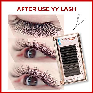 THE LASH SUPPLY YY Hybrid Eyelash Extension Professional Supplies, C/D Curl, 9-15mm Length, 0.07 Thickness, Matte Black Fake Eye Lashes, Soft and Lightweight Lashes Mixed Pack