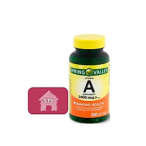 Spring Valley Vitamin A Supplement 2400 mcg, 250 Count + STS Fridge Magnet.