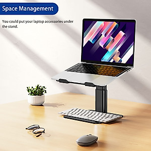 BESIGN LSX6N Laptop Stand, Ergonomic Adjustable Notebook Riser Holder, Computer Stand Compatible with Air, Pro, Dell, HP, Lenovo More 10-15.6" Laptops, Black