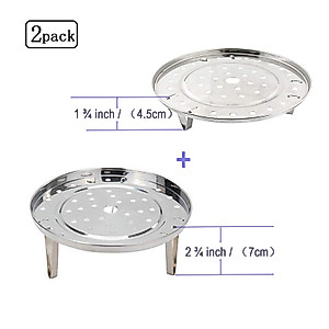 Turbokey 10.8 Inch Cooker Rack 2 Pack Pressure Canner Rack with 3 Short and 3 Tall Detachable Legs Stainless Steel Food Steamer Racks for Cooking,Toast,Bread,Salad,Baking (10.8"/275mm)