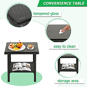 FDW Patio Furniture Sets Outdoor Wicker Bistro Set Rattan Chair Conversation Sets Garden Furniture for Yard Backyard Lawn Porch Poolside Balcony (3 Pieces, Black and Beige)