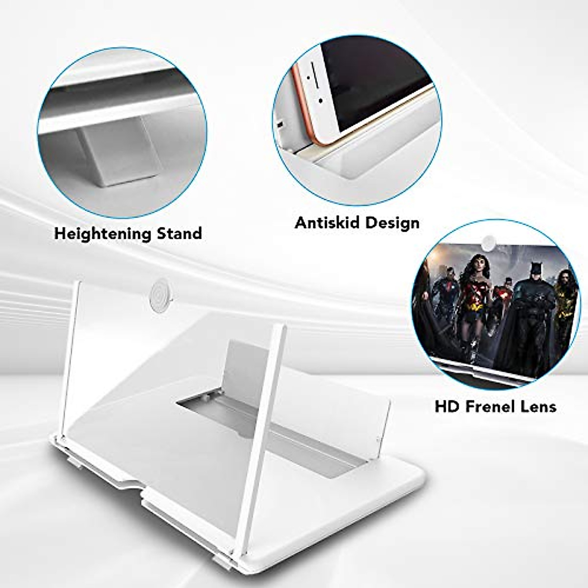 Newseego 16 Inch Phone Screen Magnifier, HD Mobile Phone Screen Amplifier Pulling-Out Movie Video Enlarger Eye Protection with Foldable Stand Holder for All Smartphones-White