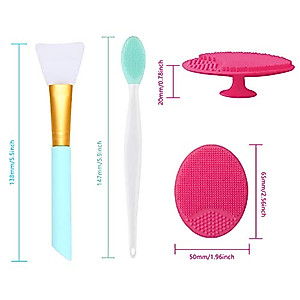 OBSCYON 6 Pieces Soft Silicone Face Scrubber Facial Cleansing Brush Pore Cleansing Pad, Lip Exfoliator Brush, Silicone Face Mask Brush for Skin Care