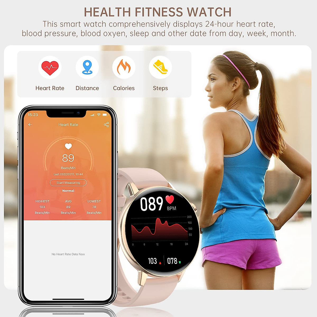 Smart Watch for Women (Make/Answer Call),1.32"HD Screen Smartwatch for Android and iOS Phones Compatible,Fitness Tracker with Heart Rate Sleep Monitor AI Voice digital Waterproof Watch for Women.