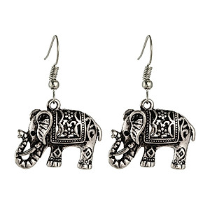 UHANGEHT Ancient Silver Boho Retro Animals Carve Elephants Drop Dangle Earrings (Elephants) …