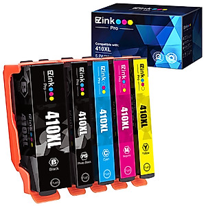 E-Z Ink Pro 410XL Remanufactured Ink Cartridge Replacement for Epson 410XL 410 XL T410XL to use with XP-640 XP-830 XP-7100 XP-530 XP-630 (5 Pack, 1 Black, 1 Cyan, 1 Magenta, 1 Yellow, 1 Photo Black)