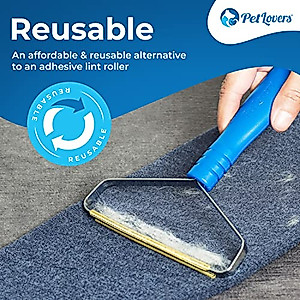 PetLovers EzLint Pet Hair Remover - Reusable Dog and Cat Fur Removal Tool, Portable Carpet Scraper & Rake for Couches, Furniture, Rugs, Mats, and Clothes