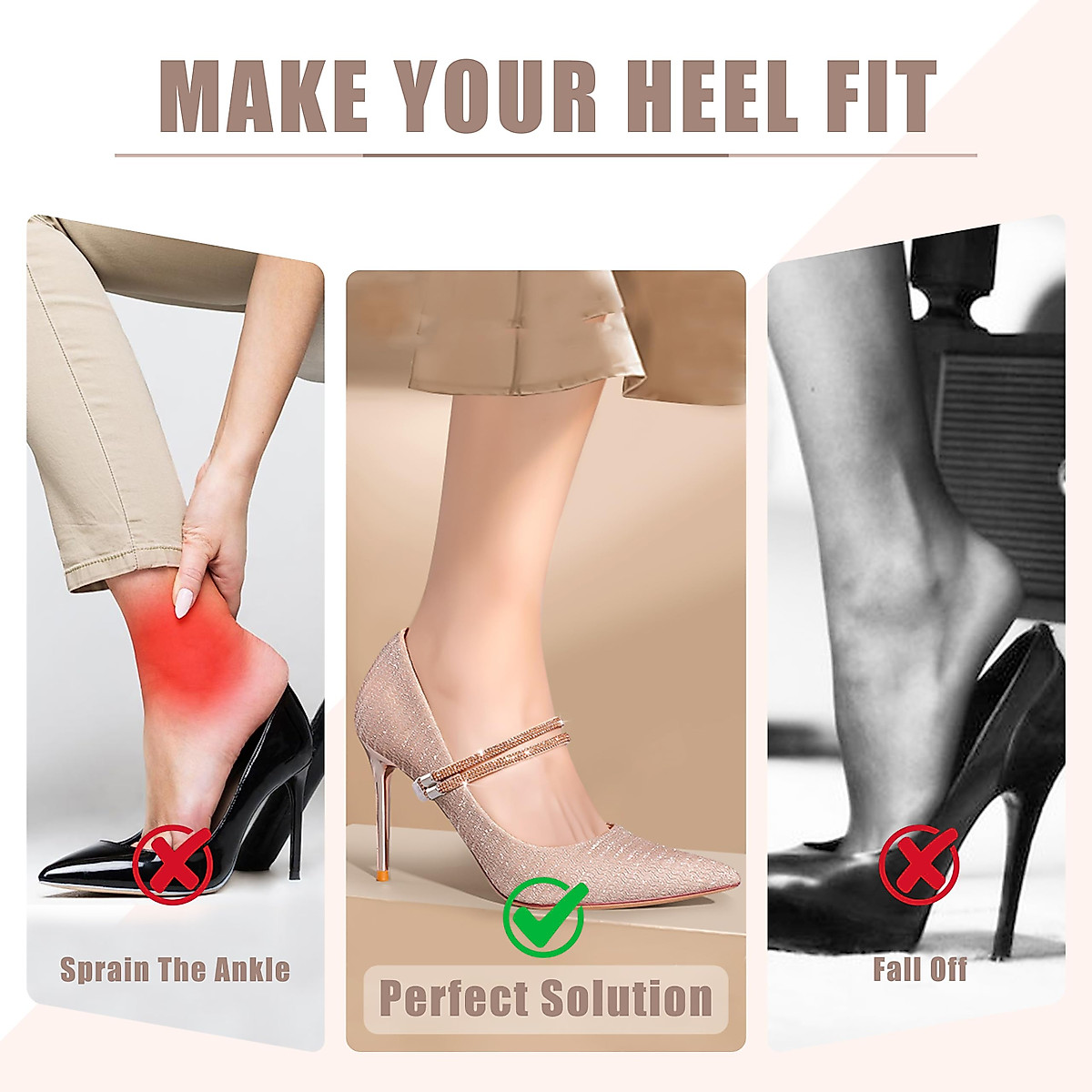 Wabular Elastic High Heels Shoe Straps, Rhinestone Elastic High Heel Anti-Loose Straps, Shoe Straps for Heels Detachable Shoe Straps