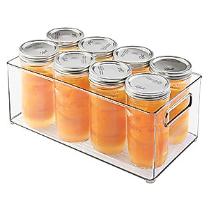 mDesign Deep Plastic Kitchen Storage Organizer Container Bin for Pantry, Cabinet, Cupboard, Shelves, Fridge, or Freezer - Holds Dry Goods, Sauces, Condiments, Drinks, Ligne Collection, Clear