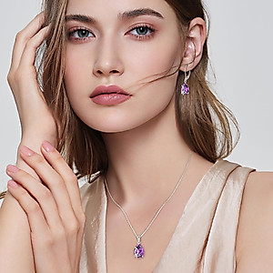 Blaniy February Birthstone Necklace for Women 925 Sterling Silver Amethyst Necklace Butterfly Pendant Birthday Mothers Day Anniversary Christmas Teardrop Butterflies Jewelry Gifts for Her