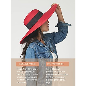 San Diego Hat Company Women's Adjustable Floppy SPF 50+ Sun Hat, Red, One Size