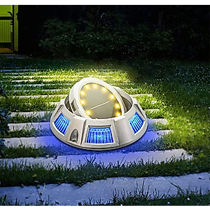 inBEKEA 1 Pcs Solar Underground Light Solar Buried Inground Light Outdoor Floor Lamp IP65, Waterproof for Courtyard Lawn Tile Garden (Warmes Licht + Buntes Licht)