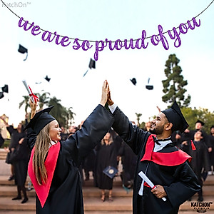 KatchOn, We are So Proud of You Banner - Glitter 10 Feet, No DIY | Congratulations Banner, Purple Graduation Decorations Class of 2024 | Lavender Graduation Decorations, So Proud of You Decorations