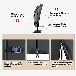 Porch Shield Patio Umbrella Cover - Outdoor Waterproof Garden Offset Banana Parasol Cover Fits Cantilever Offset Umbrella 7.5-11.5 Feet, Black