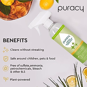 Puracy Everyday Surface Cleaner - Just Add Tap Water to Make 16 Ounces of Natural Household Cleaner - Streak-Free Multi-Surface Cleaner, Nontoxic, Organic Lemongrass, 16 Ounce Spray Bottle (2-Pack)