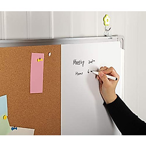 Combination Whiteboard Bulletin Board Set - Dry Erase/Cork Board 30 x 20" with 1 Magnetic Dry Eraser, 4 Markers, 4 Magnets and 10 Pins - Big Combo Tack White Board for Home Office Cubicle Desk
