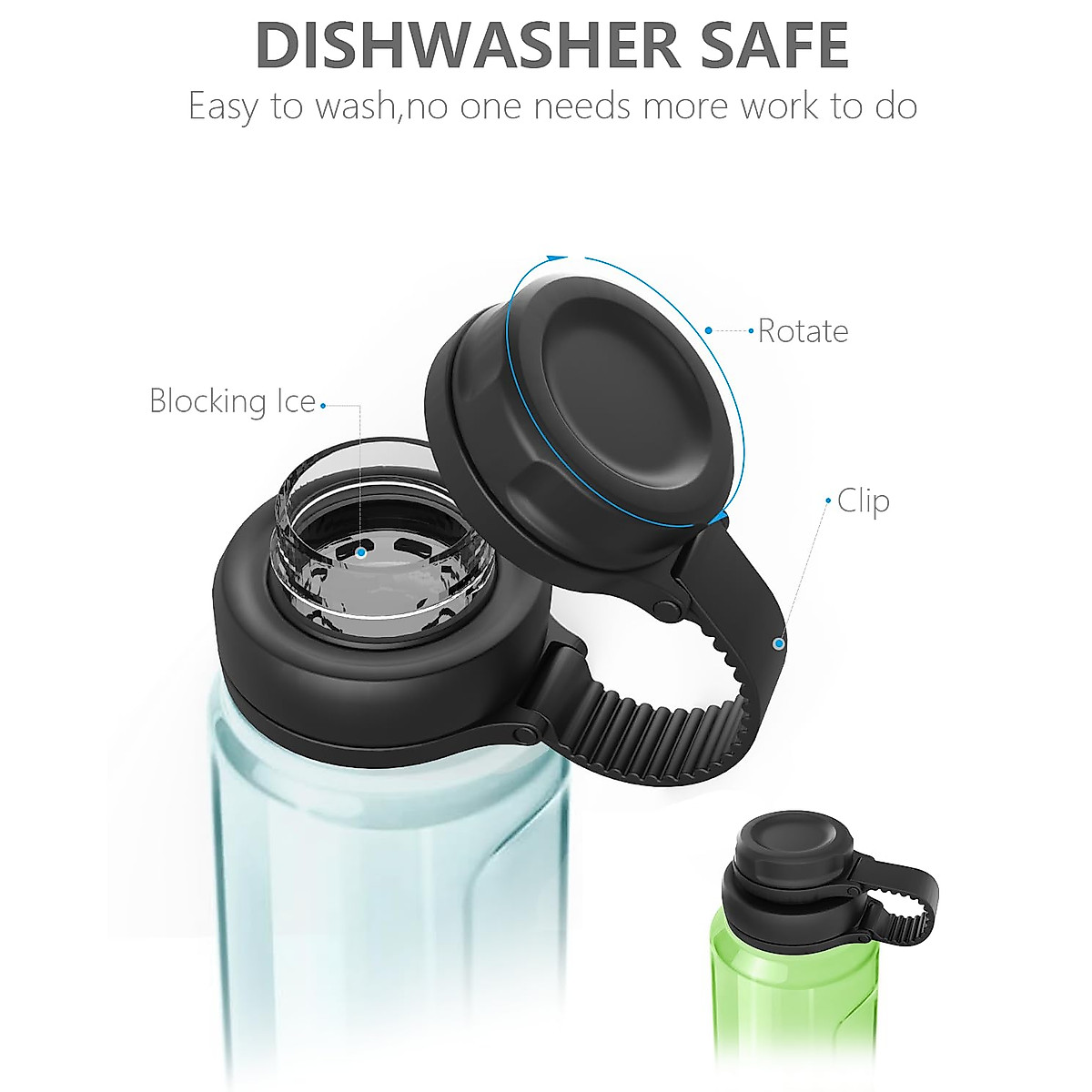 ALIENSX Chug Lid for Wide Mouth Water Bottles, Replacement Tether Cap for Wide Mouth Hydro Flask Rambler 12/16/18/32/40/64 oz and Yeti Yonder 20/25/34/50 oz, Spout Top with Flexible Handle