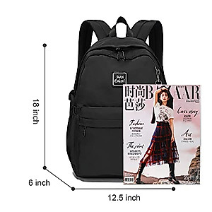 Reqinqin Kids Backpack Girls and Boys Waterproof School Backpack Suitable for Age for Over 6 years old Lightweight Travel Children Black backpack (Black)