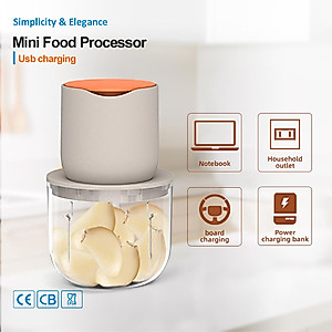 LVSENLIN Wireless Electric Food Processor，600ML Electric Food Chopper For Meat,Onions,vegetables,Garlic,Complementary Food, Meat Chopper Blender