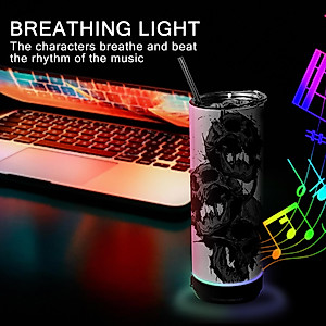 sweet grain Sublimation Speaker Tumblers 20 oz(4Pack) - Music Speaker Tumblers with Lids and Straws, Skinny Straight Sublimation Tumblers with Speaker & USB Charging Cables for DIY Gift - Black
